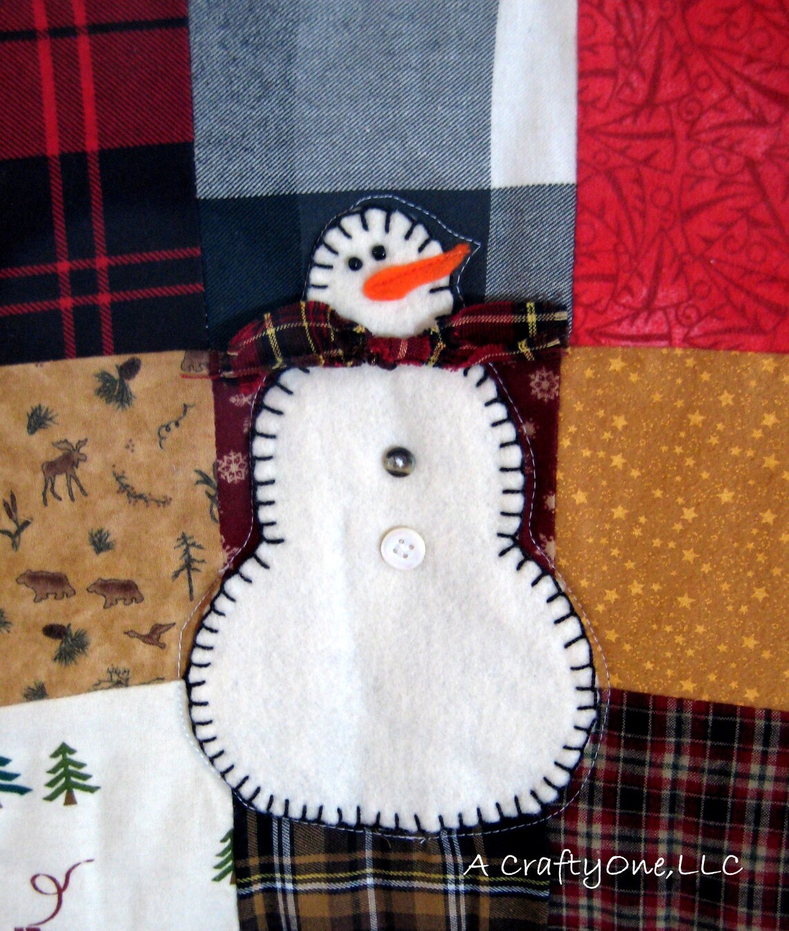 Snowman Quilt Flannel Christmas Hand Applique Quilt Gift Holiday ...