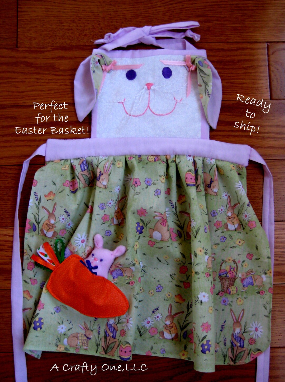 Bunny Apron, Easter Apron Child, Embroidered Child Apron, Personalized ...