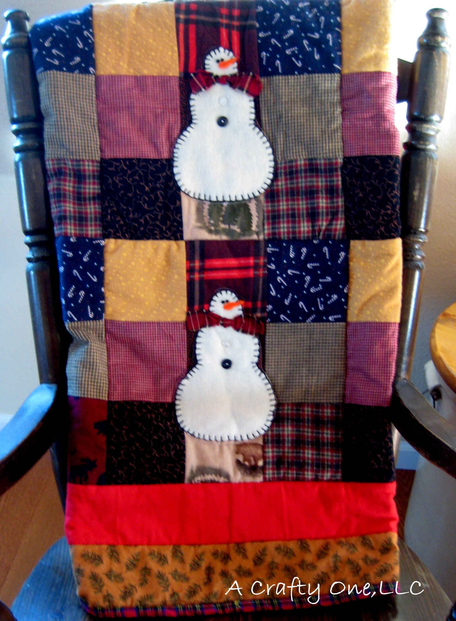 Snowmen Quilt Christmas Quilt Hand Applique Snowman Quilt - Etsy