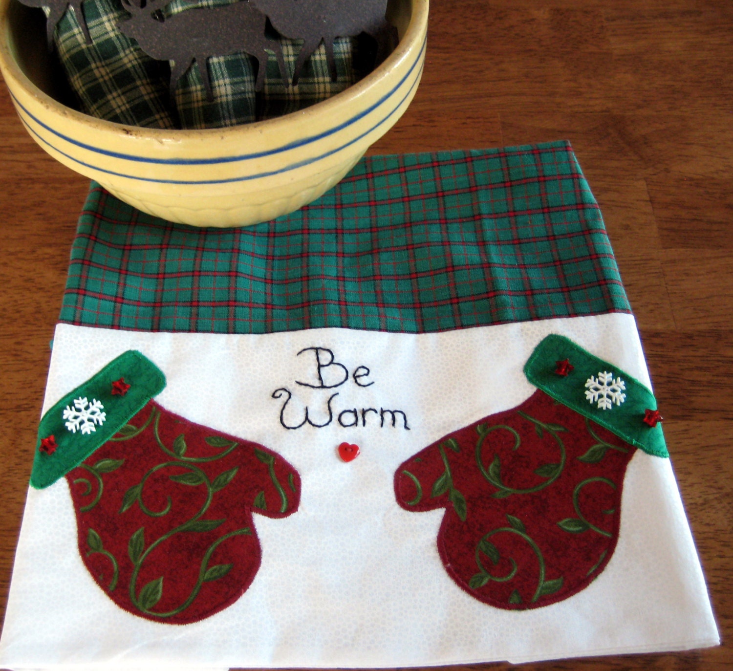 Mitten Tea Towel Kitchen Handmade Towel Winter Kitchen | Etsy