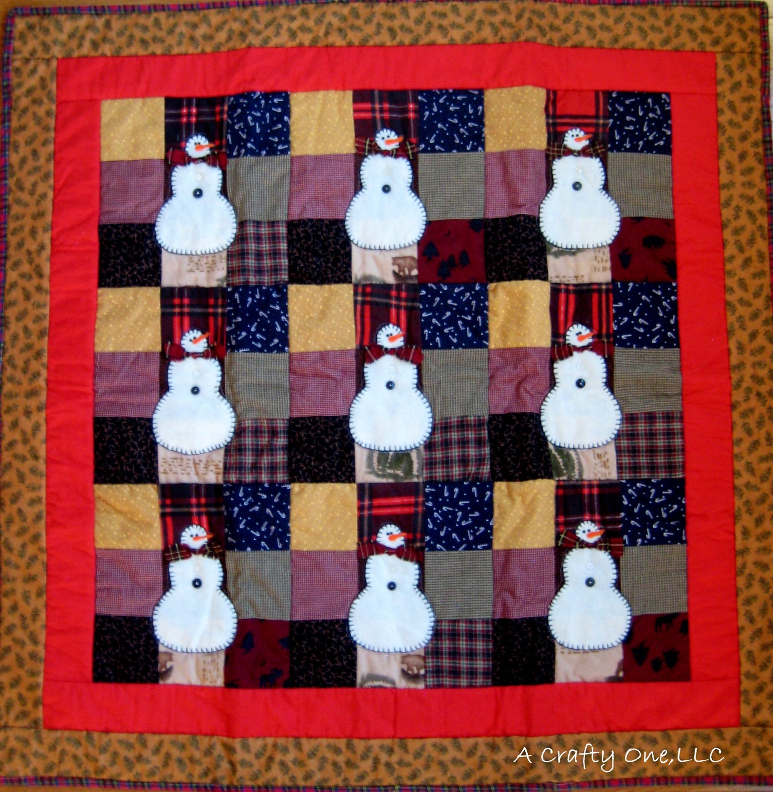 Snowmen Quilt Christmas Quilt Hand Applique Snowman Quilt - Etsy