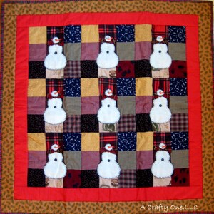 Snowmen Quilt Christmas Quilt Hand Applique Snowman Quilt Flannel ...