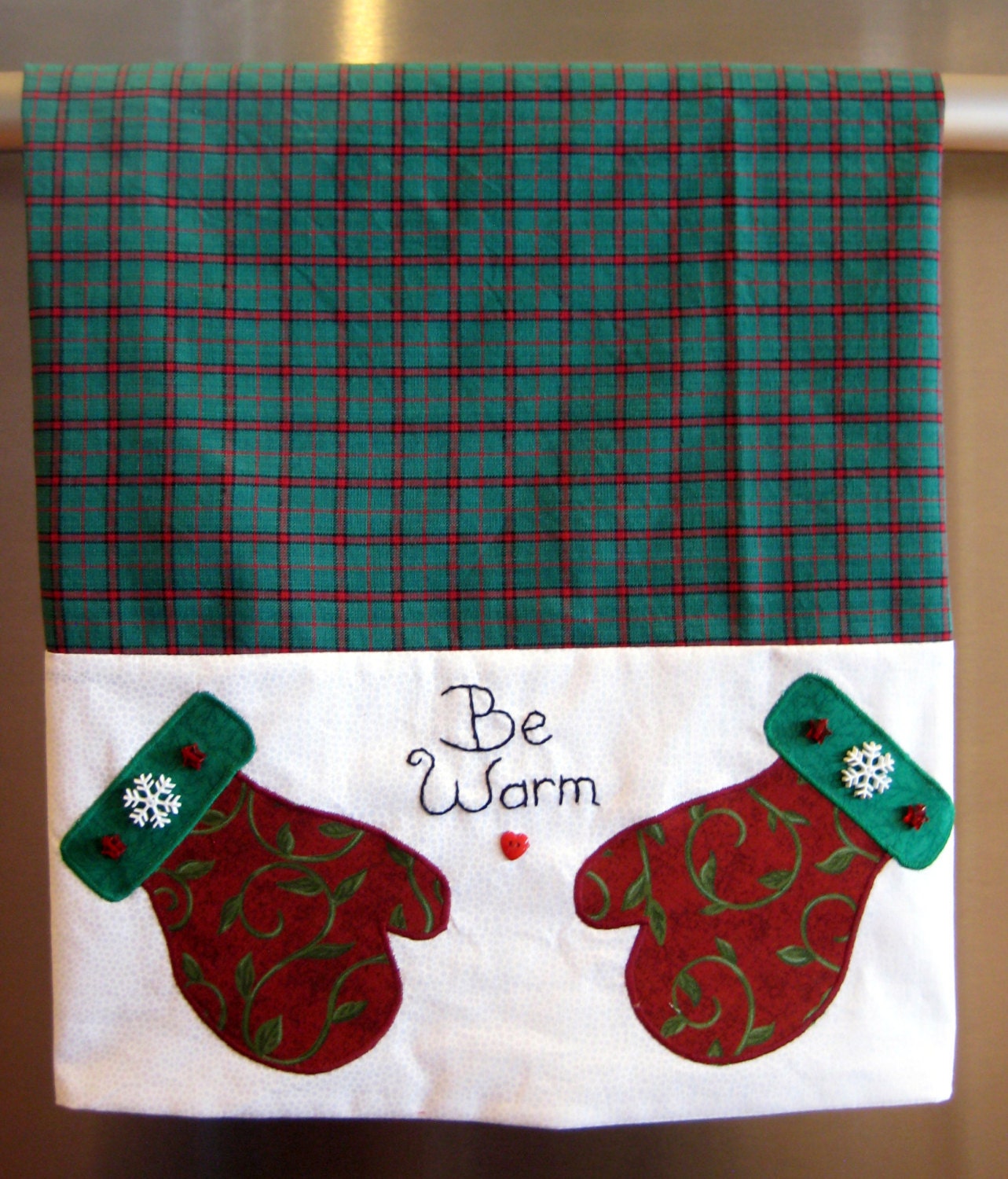 Mitten Tea Towel Kitchen Handmade Towel Winter Kitchen | Etsy
