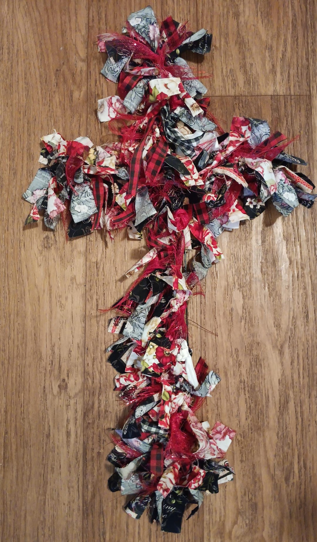 Handmade Metal Rag Cross, Farmhouse Rag Metal, Cross Rag Door Hang ...