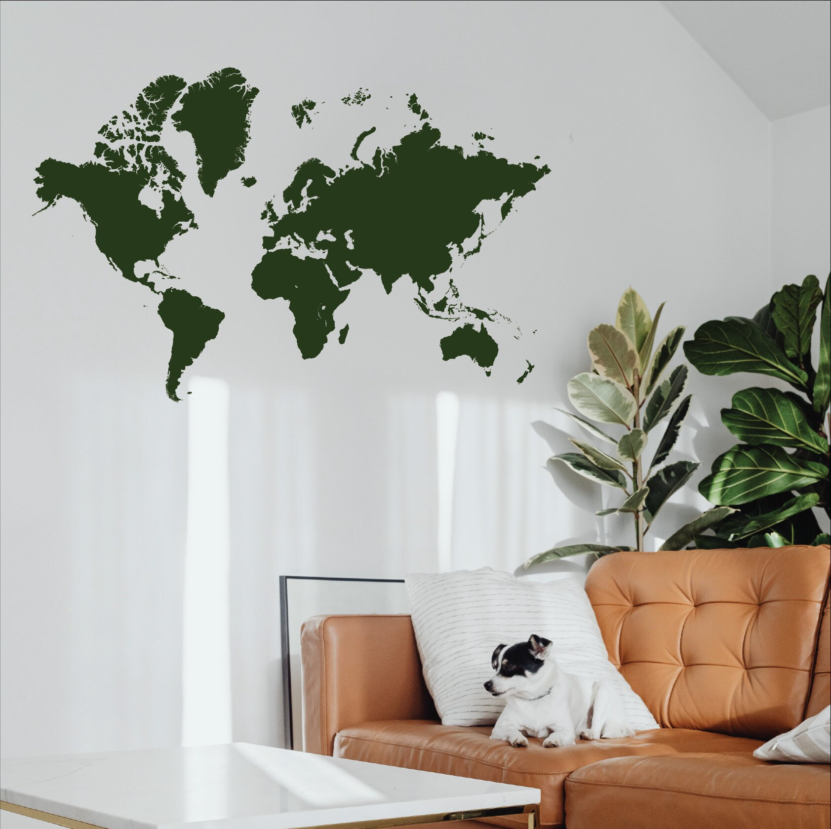 Large Decorative High Detail World Map Wall Sticker Decal, Easy Install ...