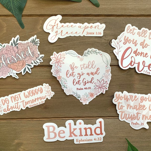 Floral Bible Verse Stickers - Etsy