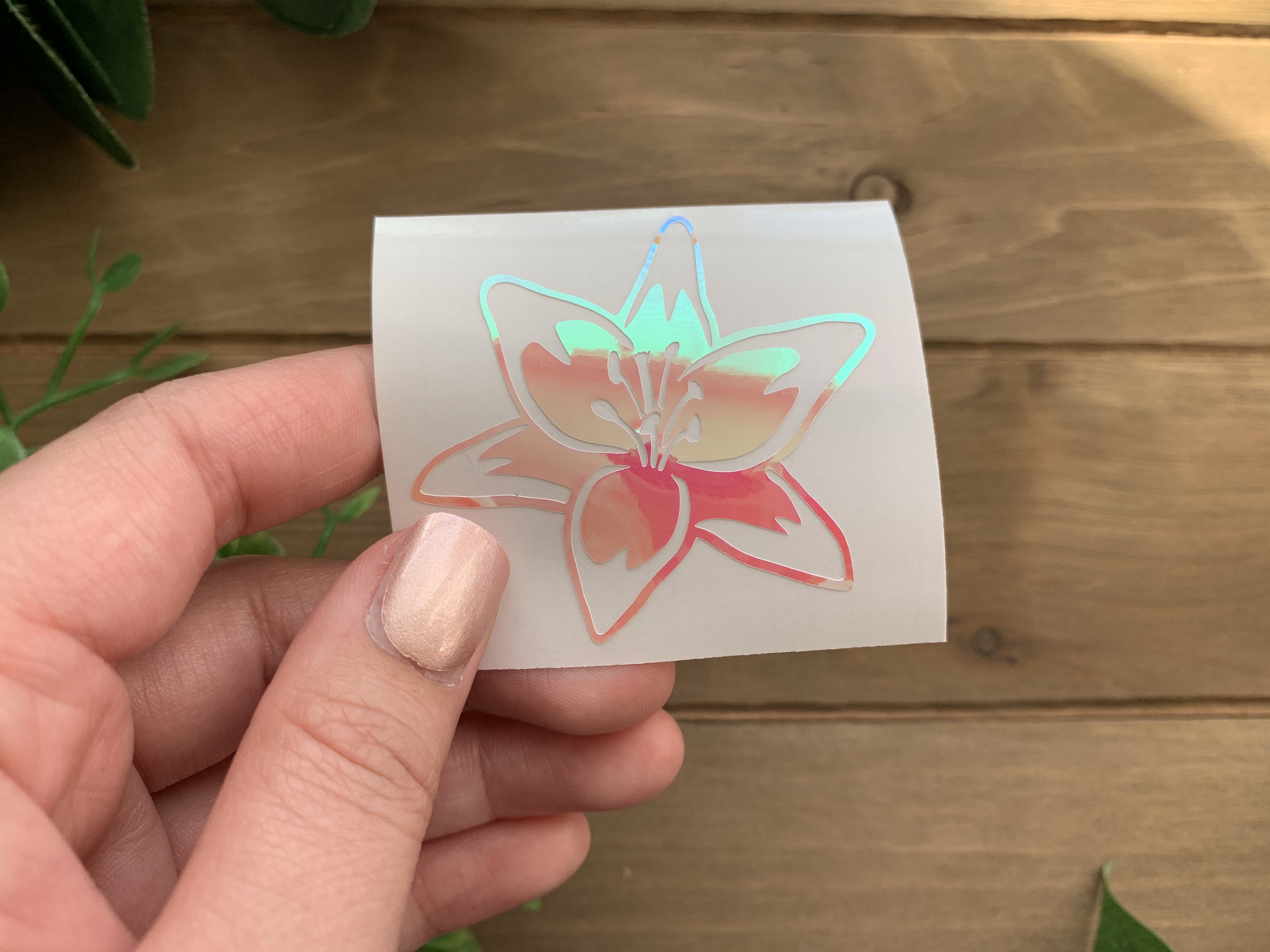 Flower Vinyl Decal | Floral Vinyl Decals | HOLOGRAPHIC Vinyl | Metallic ...