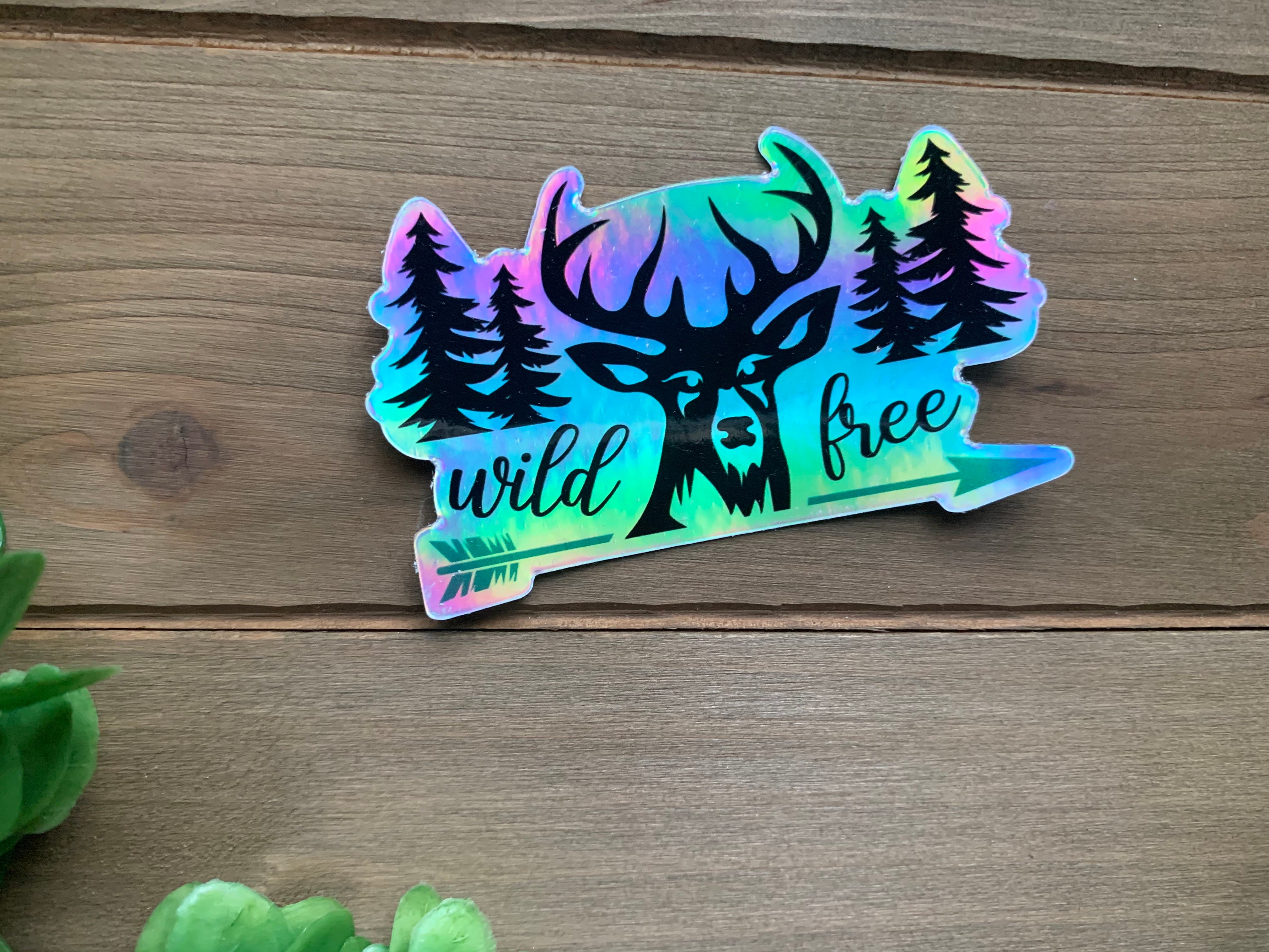 HOLOGRAPHIC Wild & Free Sticker Adventure Sticker Explore | Etsy