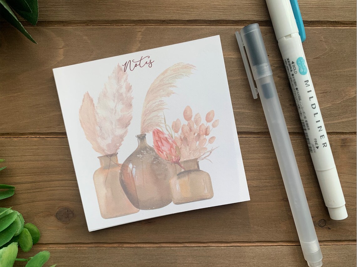 BOHO HANDMADE NOTEPAD Boho Dried Flowers Aesthetic Memo | Etsy