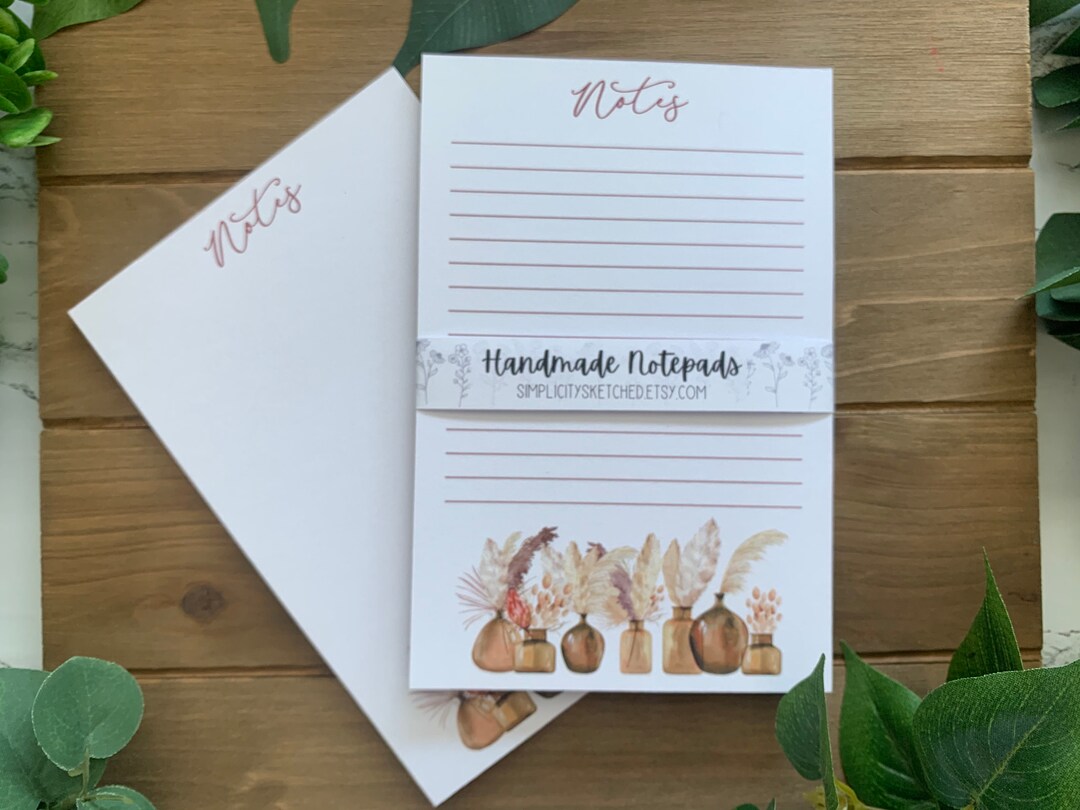 BOHO HANDMADE NOTEPAD | Boho Dried Flowers | Aesthetic Memo Pad | Small ...