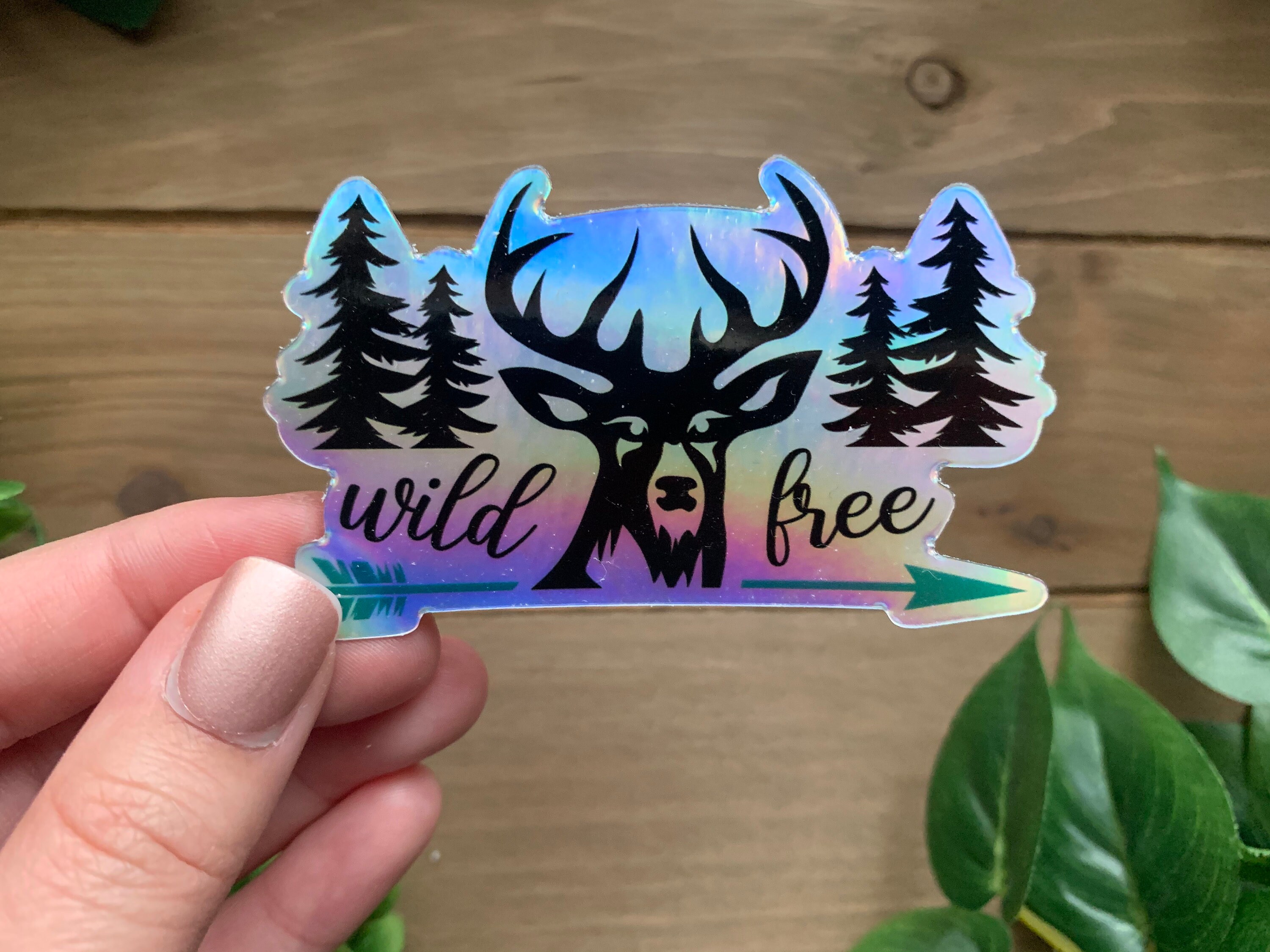 HOLOGRAPHIC Wild & Free Sticker Adventure Sticker Explore | Etsy