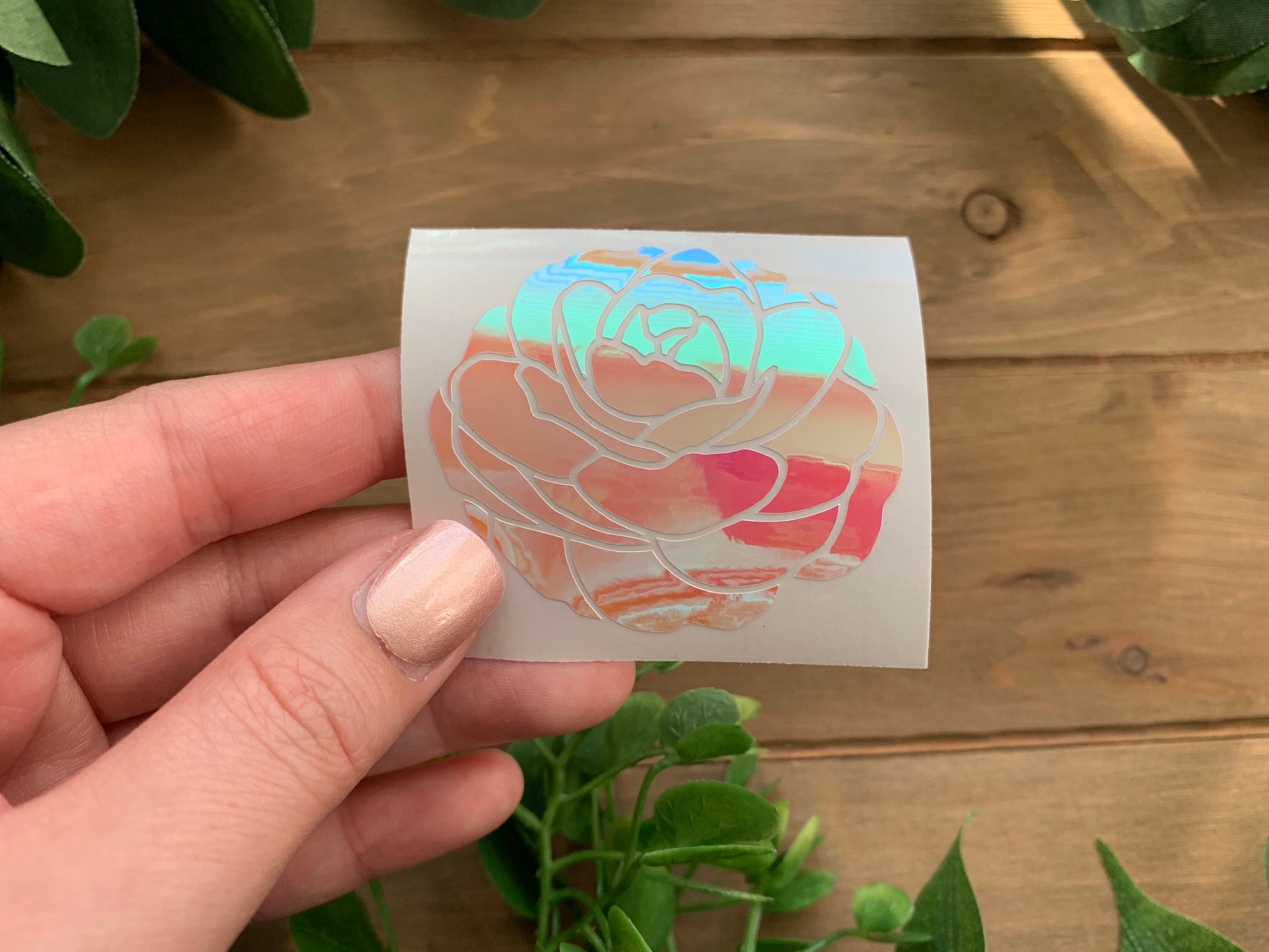 Flower Vinyl Decal Floral Vinyl Decals HOLOGRAPHIC Vinyl - Etsy
