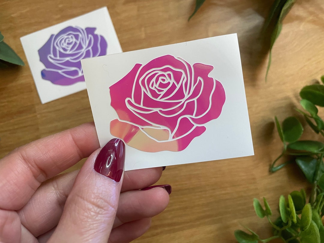 Rose Vinyl Decal | Flower Decal | Floral Vinyl Decals | HOLOGRAPHIC ...