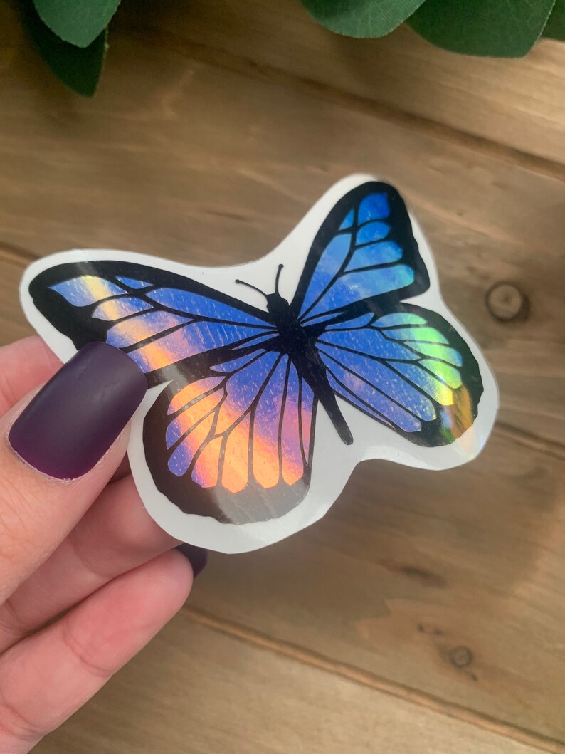 HOLOGRAPHIC BUTTERFLY Vinyl Decal Weatherproof Vinyl Decal - Etsy