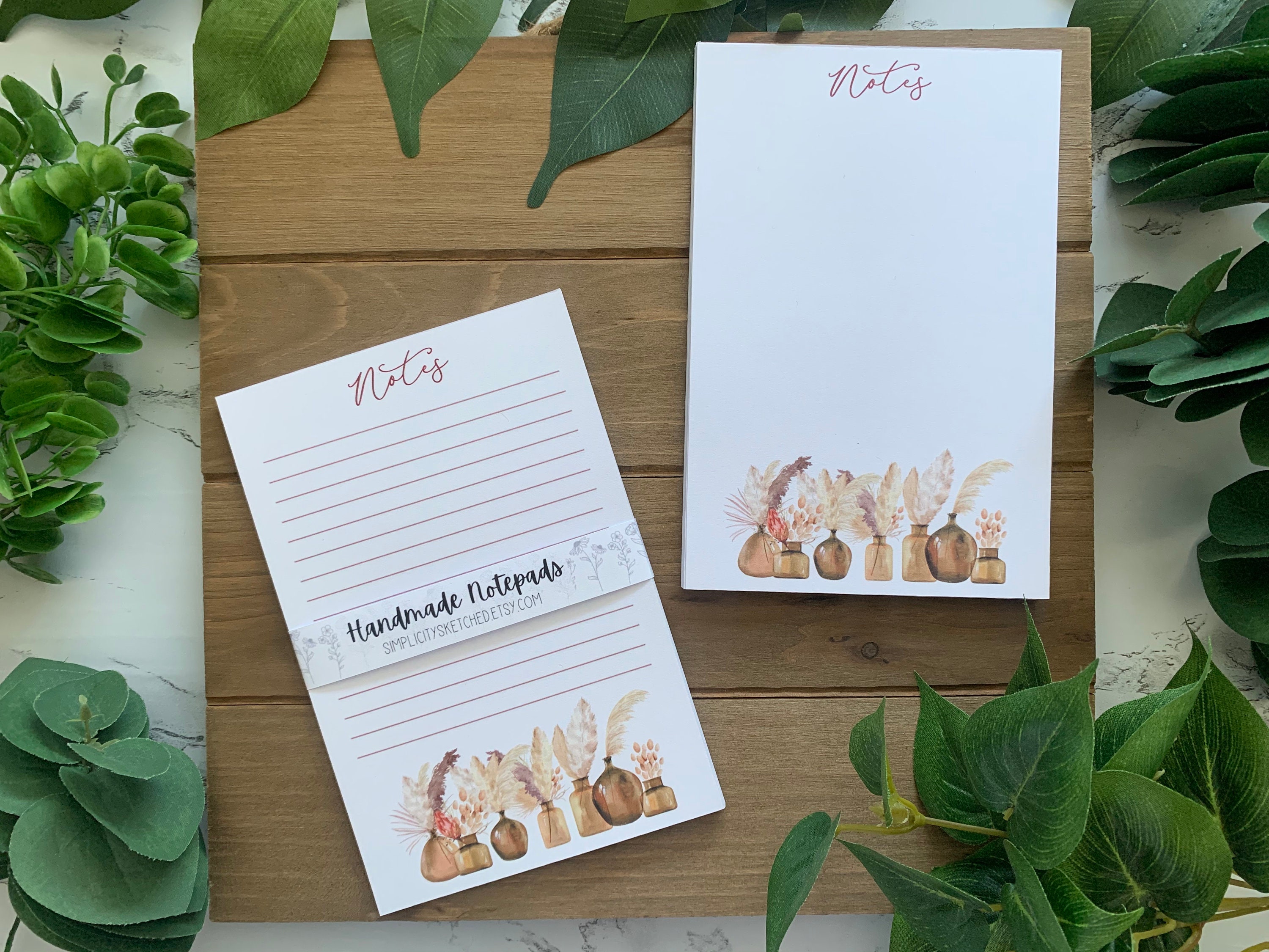 BOHO HANDMADE NOTEPAD Boho Dried Flowers Aesthetic Memo | Etsy