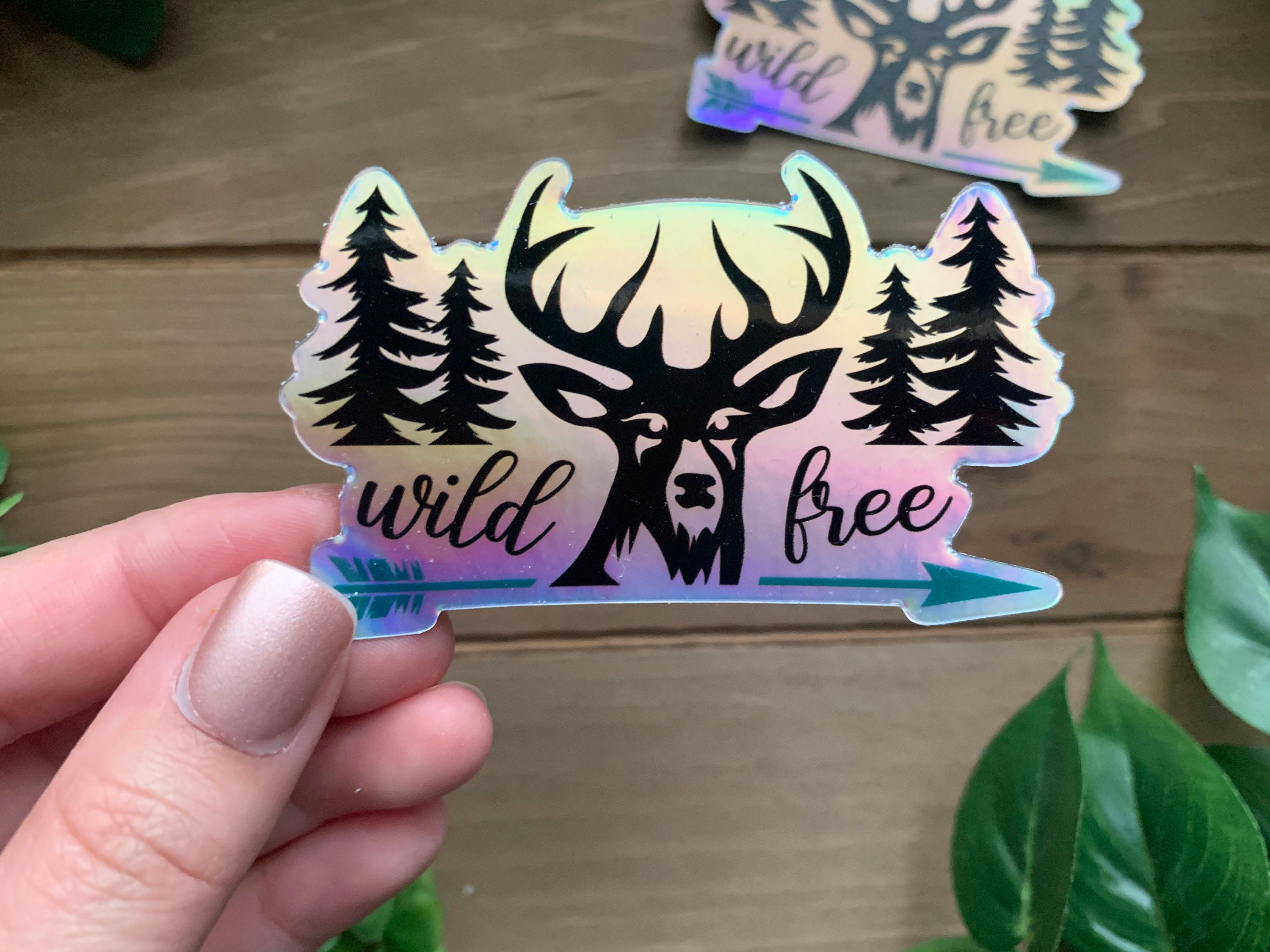 HOLOGRAPHIC Wild & Free Sticker Adventure Sticker Explore | Etsy