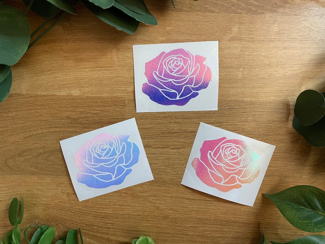 Rose Flower Vinyl Decal | Floral Vinyl Decals | HOLOGRAPHIC Vinyl ...