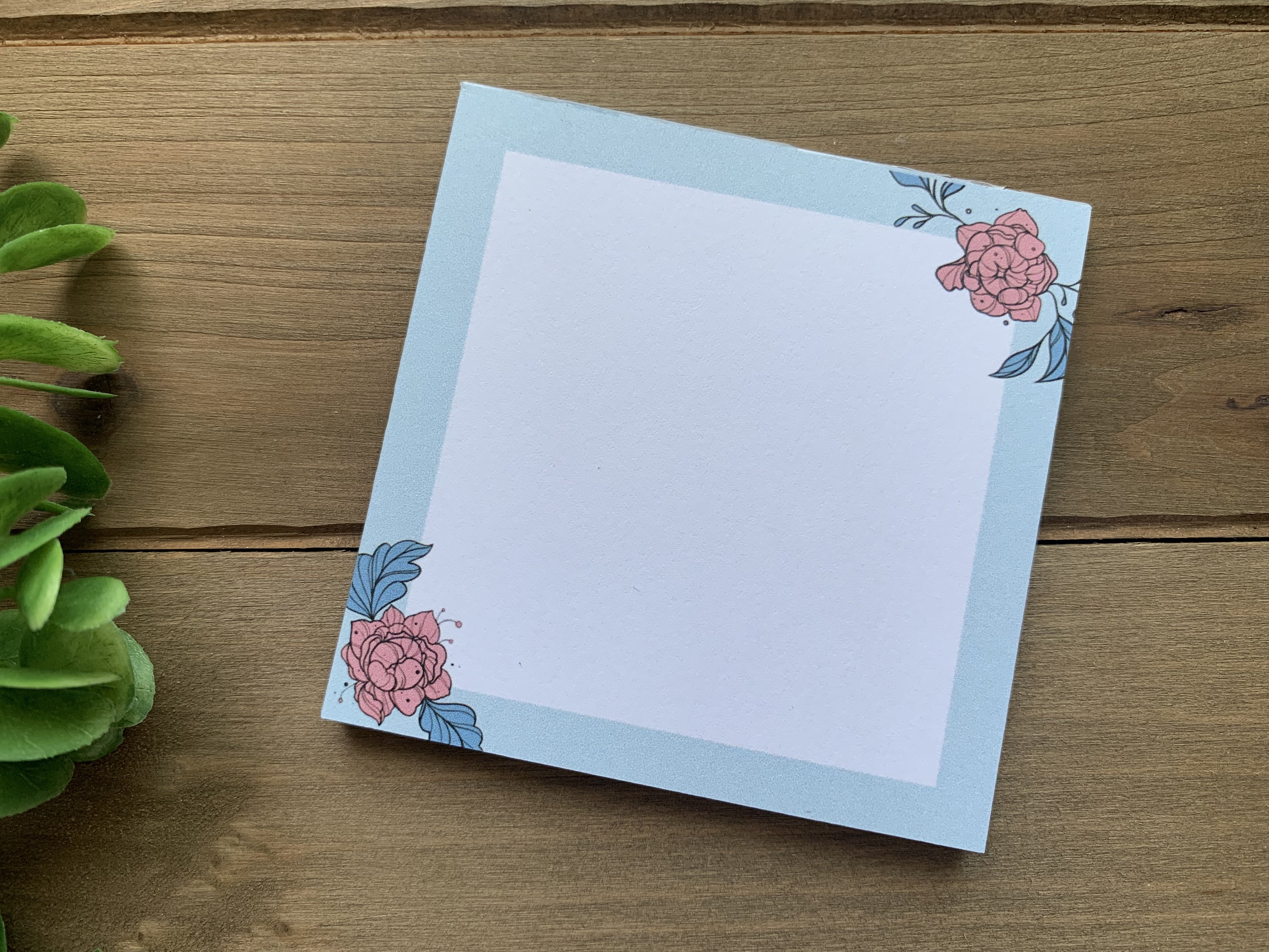 Blue FLORAL Peony NOTEPAD Cute Memo Pad Small Aesthetic | Etsy