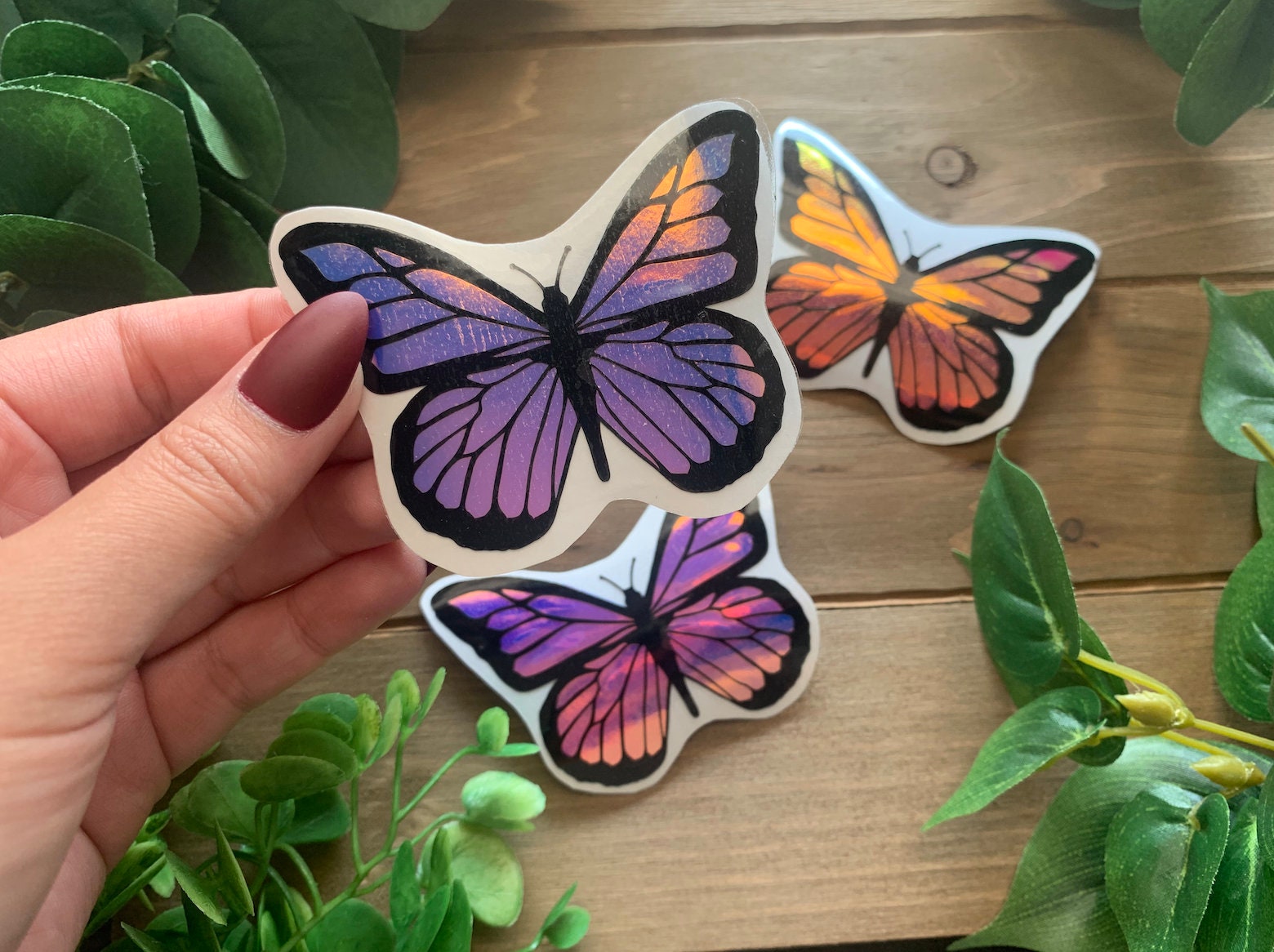 HOLOGRAPHIC BUTTERFLY Vinyl Decal Weatherproof Vinyl Decal - Etsy
