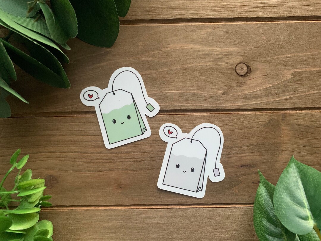 Green Tea/black Tea Bag Sticker | Water Resistant Vinyl Laptop Sticker ...
