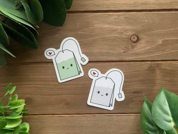 Green Tea/black Tea Bag Sticker Water Resistant Vinyl Laptop | Etsy