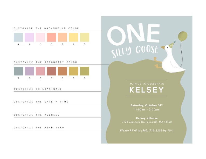 One Silly Goose Invitation, Digital Birthday Invite, Birthday ...