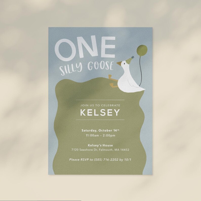 One Silly Goose Invitation, Digital Birthday Invite, Birthday ...