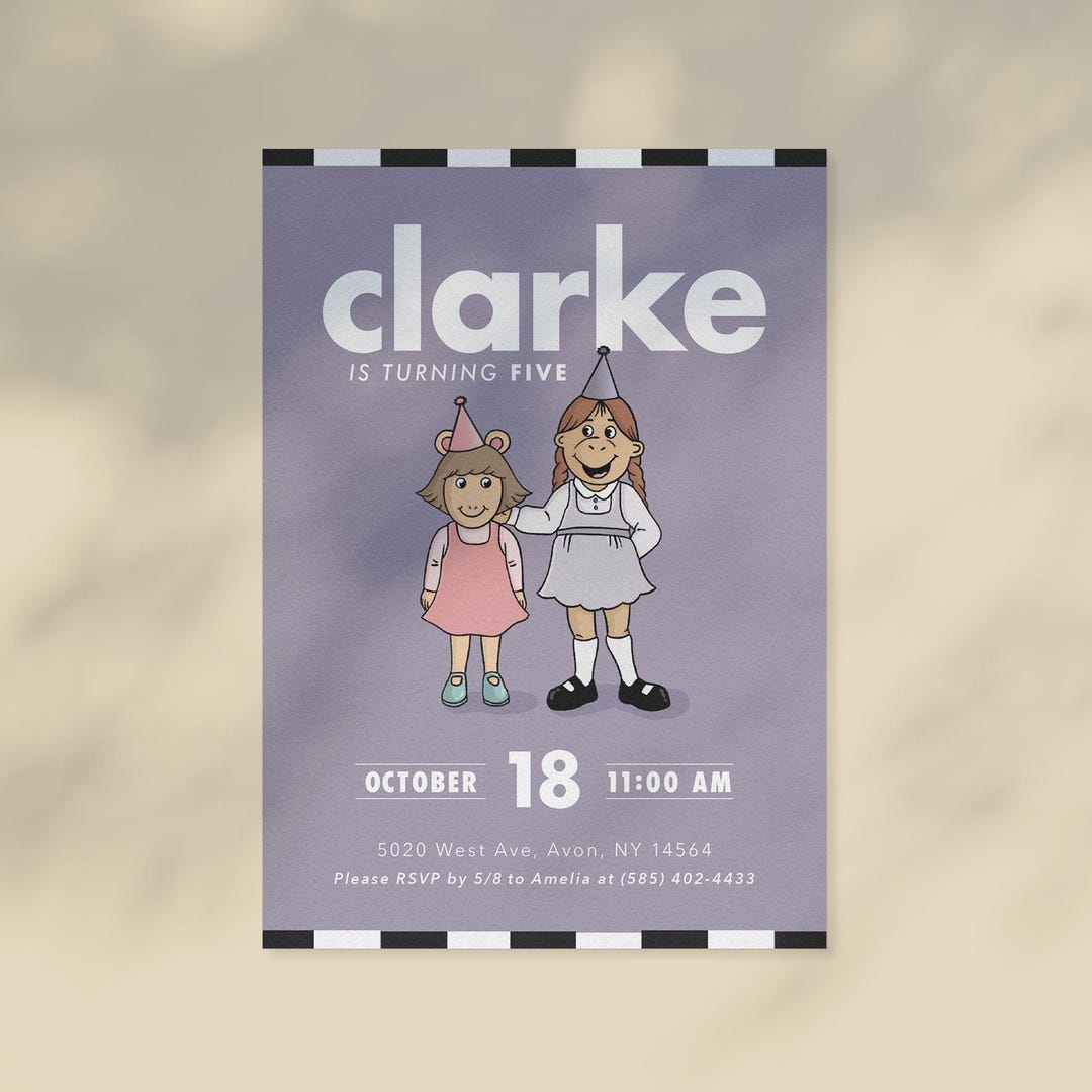 Modern Arthur Birthday Party Invite | 5x7 PBS Kids, 90's Nostalgic ...