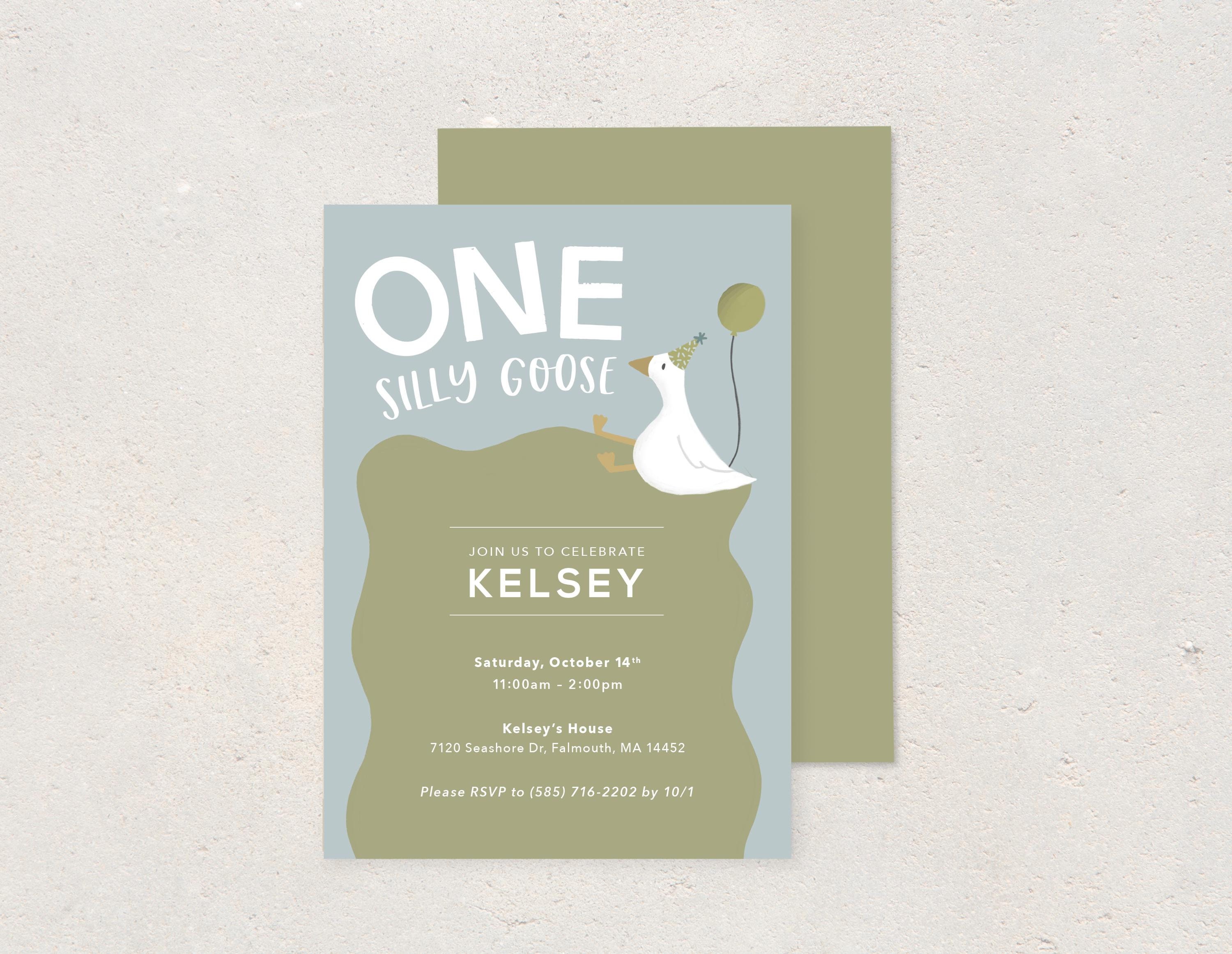 One Silly Goose Invitation, Digital Birthday Invite, Birthday ...