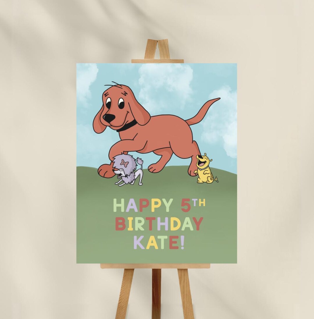 Clifford Birthday Party Poster 24x30 Modern Clifford Big Red Dog Sign ...