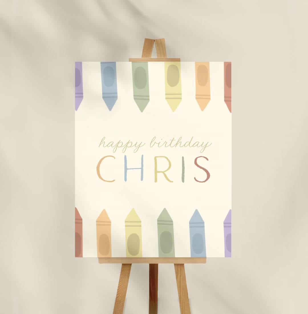 Crayon Birthday Poster | 24x30 Birthday Sign, Art Party Poster, Kids ...