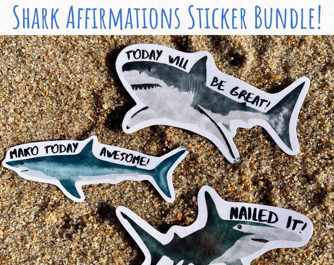 Shark Affirmation Sticker Set, Mako Shark, Great White Shark ...