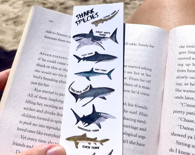 Shark Species Bookmark, Shark Bookmark, Ocean Bookmark, Bookmark, Gifts ...