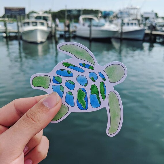 Sea Turtle Sticker Sea Turtle Turtle Turtle Sticker Earth | Etsy