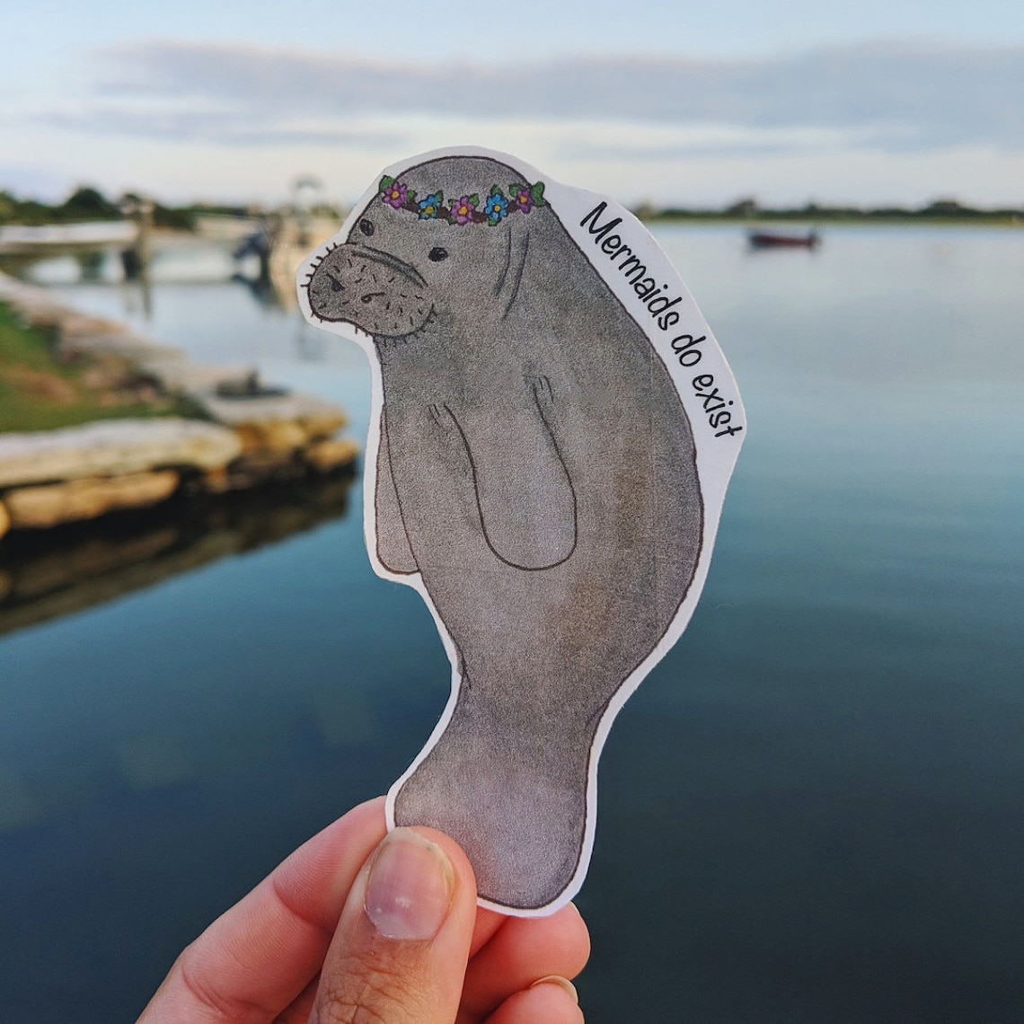 Manatee Sticker Manatee Ocean Mermaid Sticker Flower Crown - Etsy