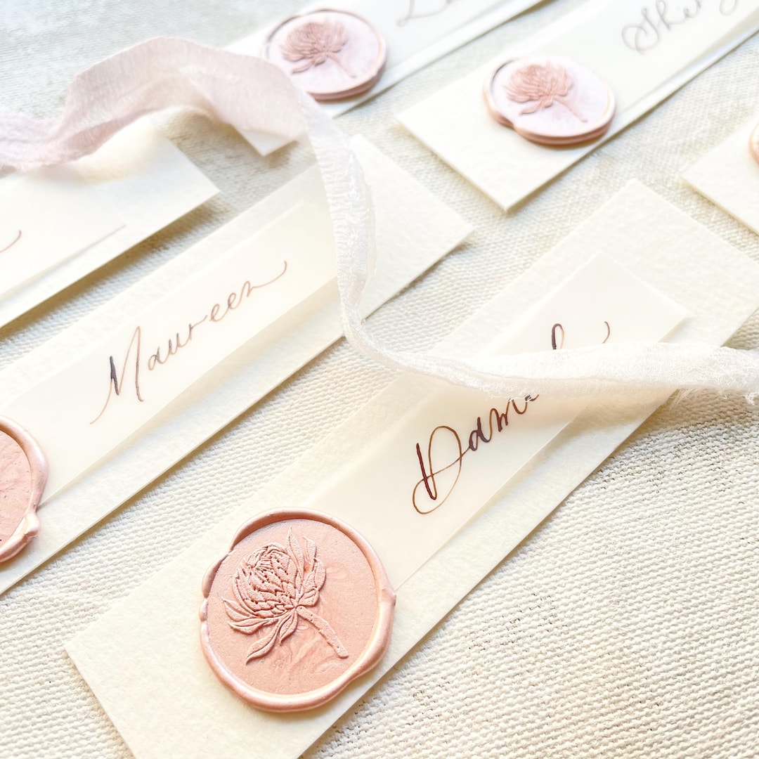 Wax Seal Place Cards With Vellum on 300g Paper or Handmade Paper - Etsy