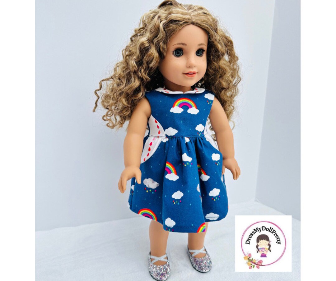 Rain and Rainbows, Fits 18 Inch Dolls Like American Girl, Doll Dress ...