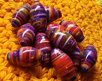 Paper Beads Handmade Hand Painted Jewelry Supplies From Watercolor ...
