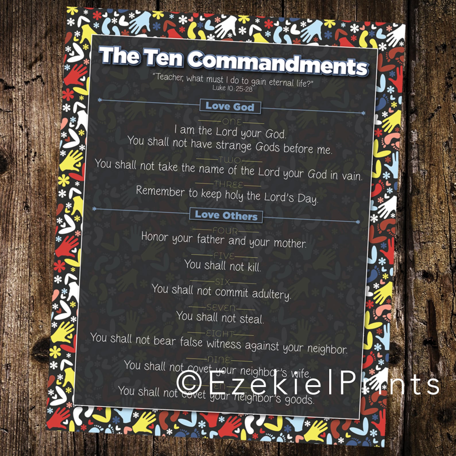 Teachers School Catholic 10 Commandments Wall Art Printable { Religious ...