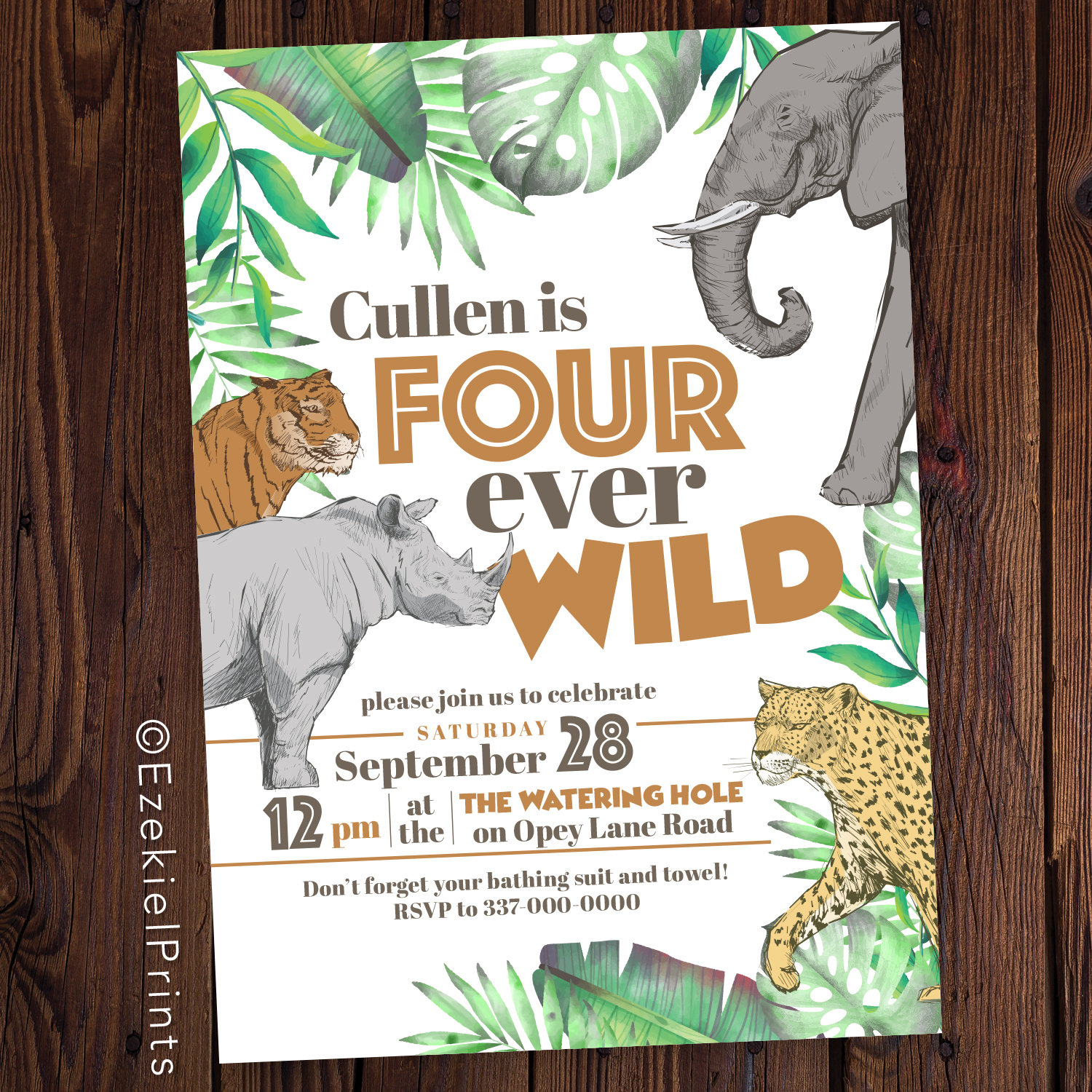 Four Ever Wild Birthday Party, Wild Four, Animal Jungle Birthday Party ...