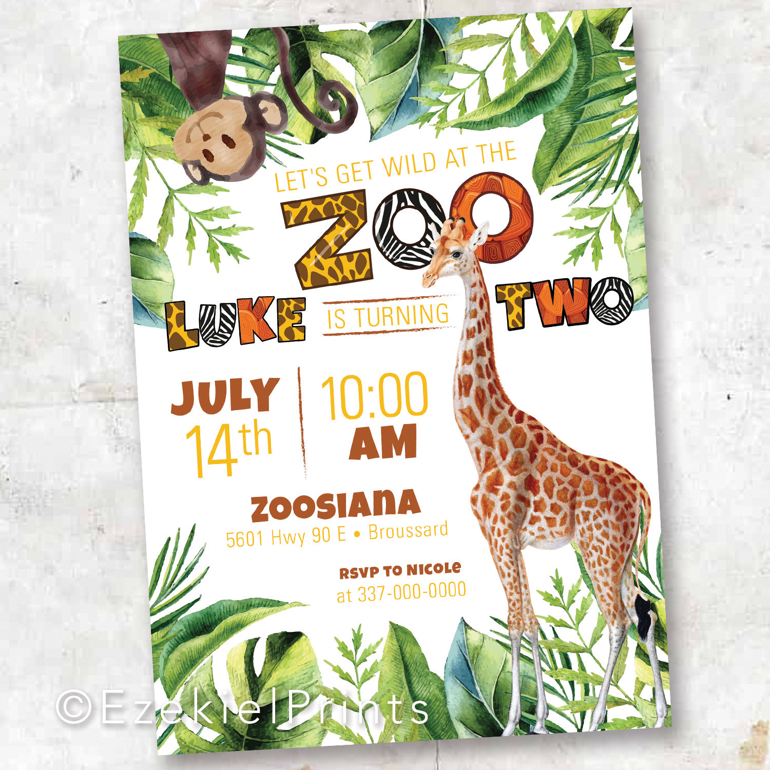 Zoo for Two, Zoo Birthday Invitation, Birthday at the Zoo, Zoo Animals ...