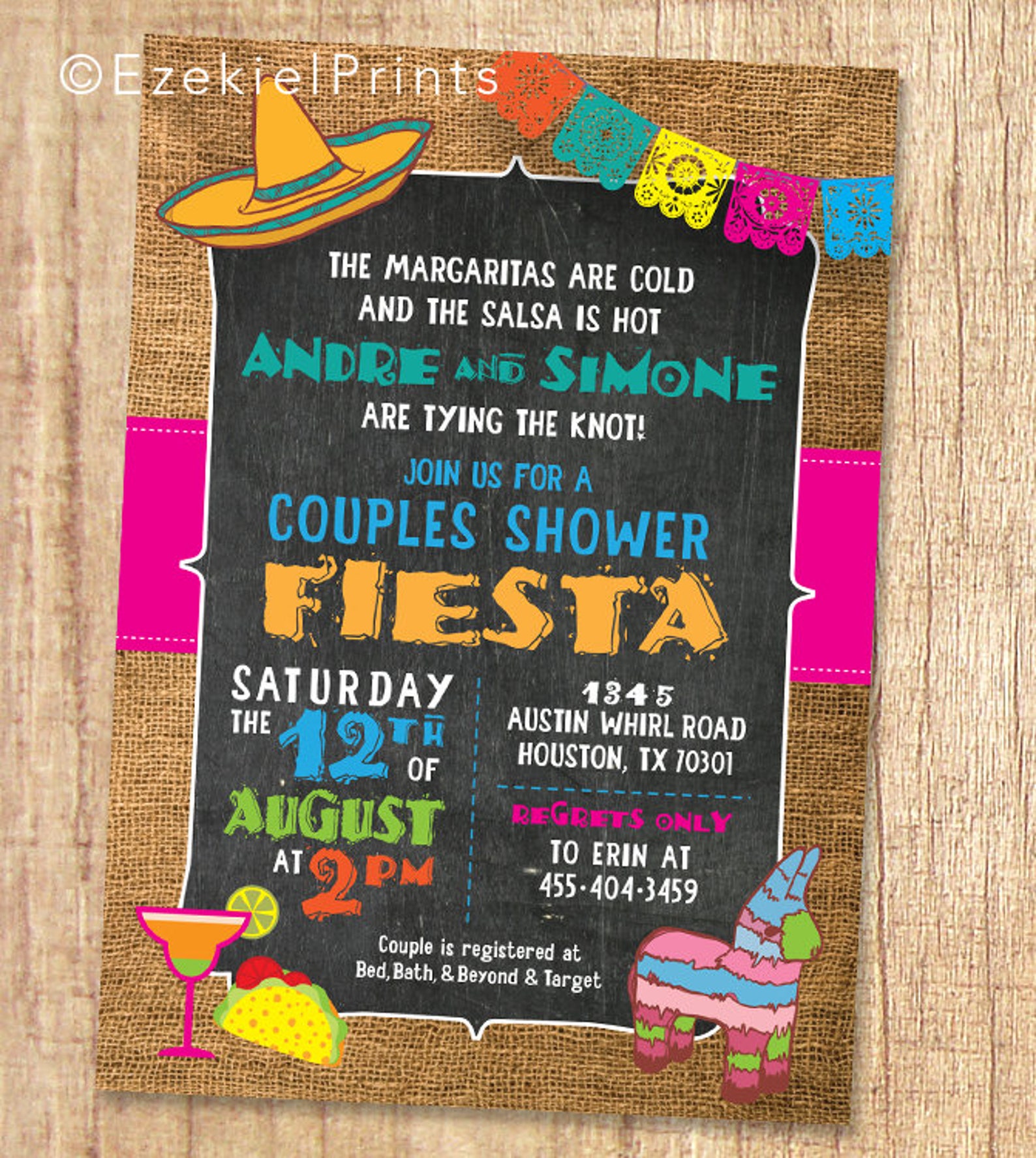 Mexican Fiesta Couples Shower Invitation { Fiesta } { Chalkboard ...