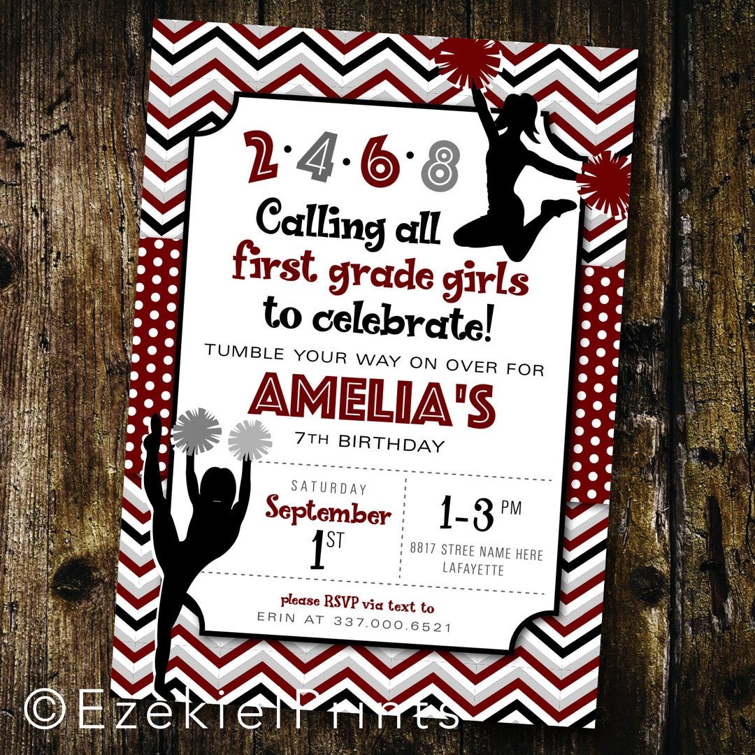 Cheerleading Party Invitation { Birthday } { Cheer } { Pom Poms ...