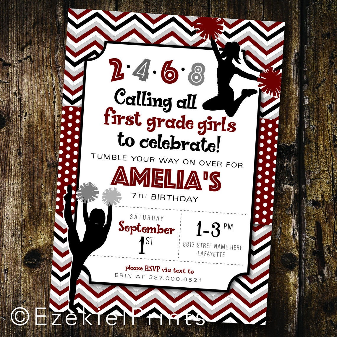 Cheerleading Party Invitation { Birthday } { Cheer } { Pom Poms ...