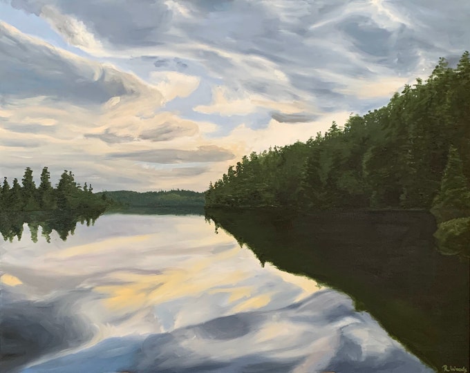Landscape Oil Painting on Canvas - Lake Near Temagami, Ontario ...