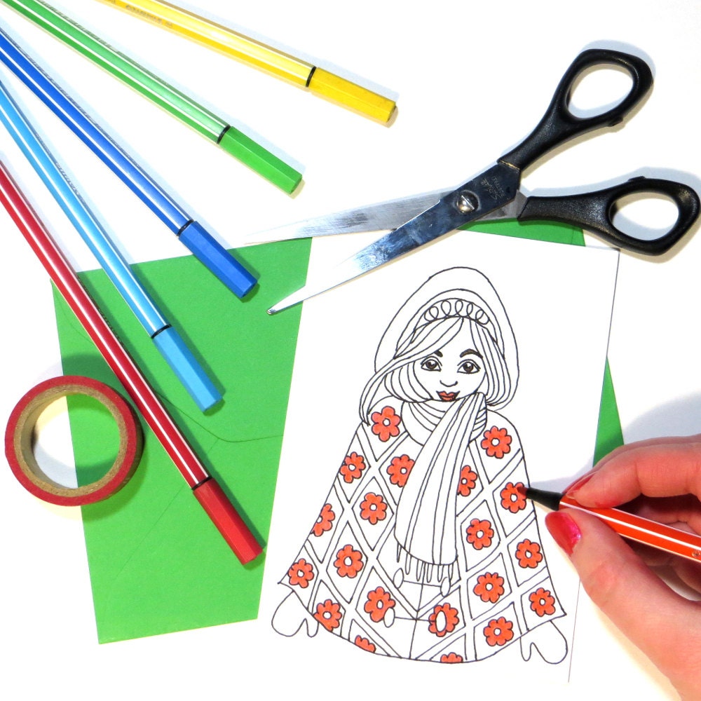 DIY Christmas Coloring Cards | Instant Download Printables - Etsy