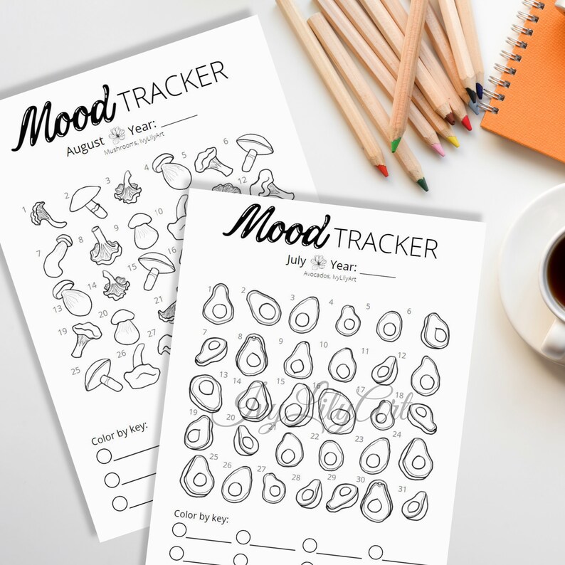 Monthly Mood Tracker Printable A4, A5 & Letter Size PDF 12 Designs ...