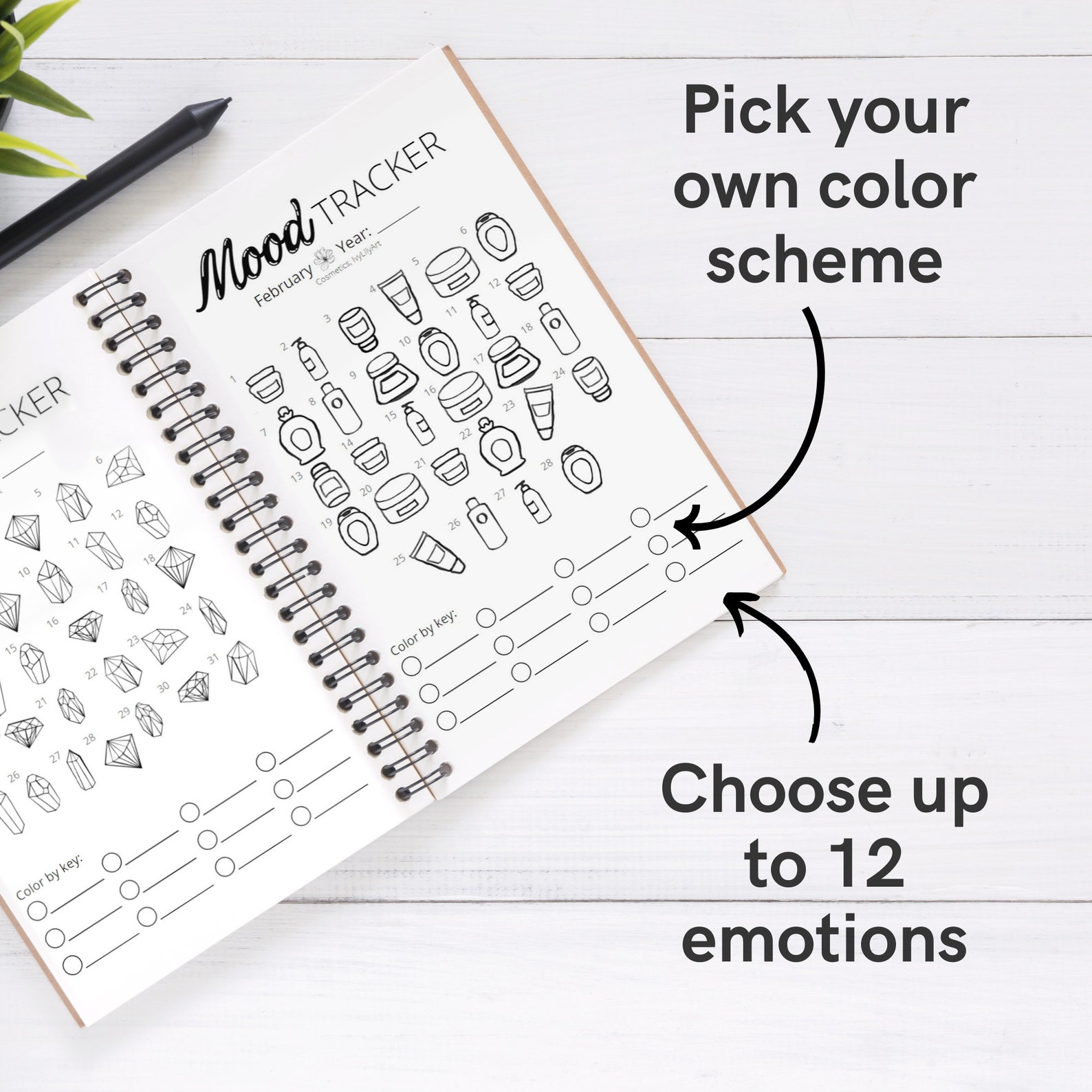Monthly Mood Tracker Printable A4, A5 & Letter Size PDF 12 Designs ...
