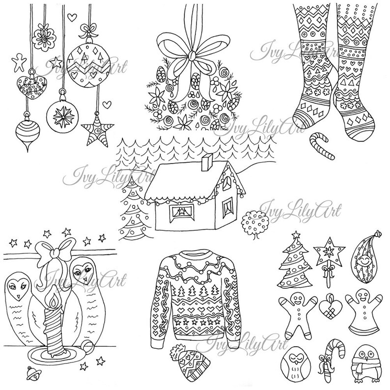 DIY Christmas Coloring Cards Instant Download Printables - Etsy