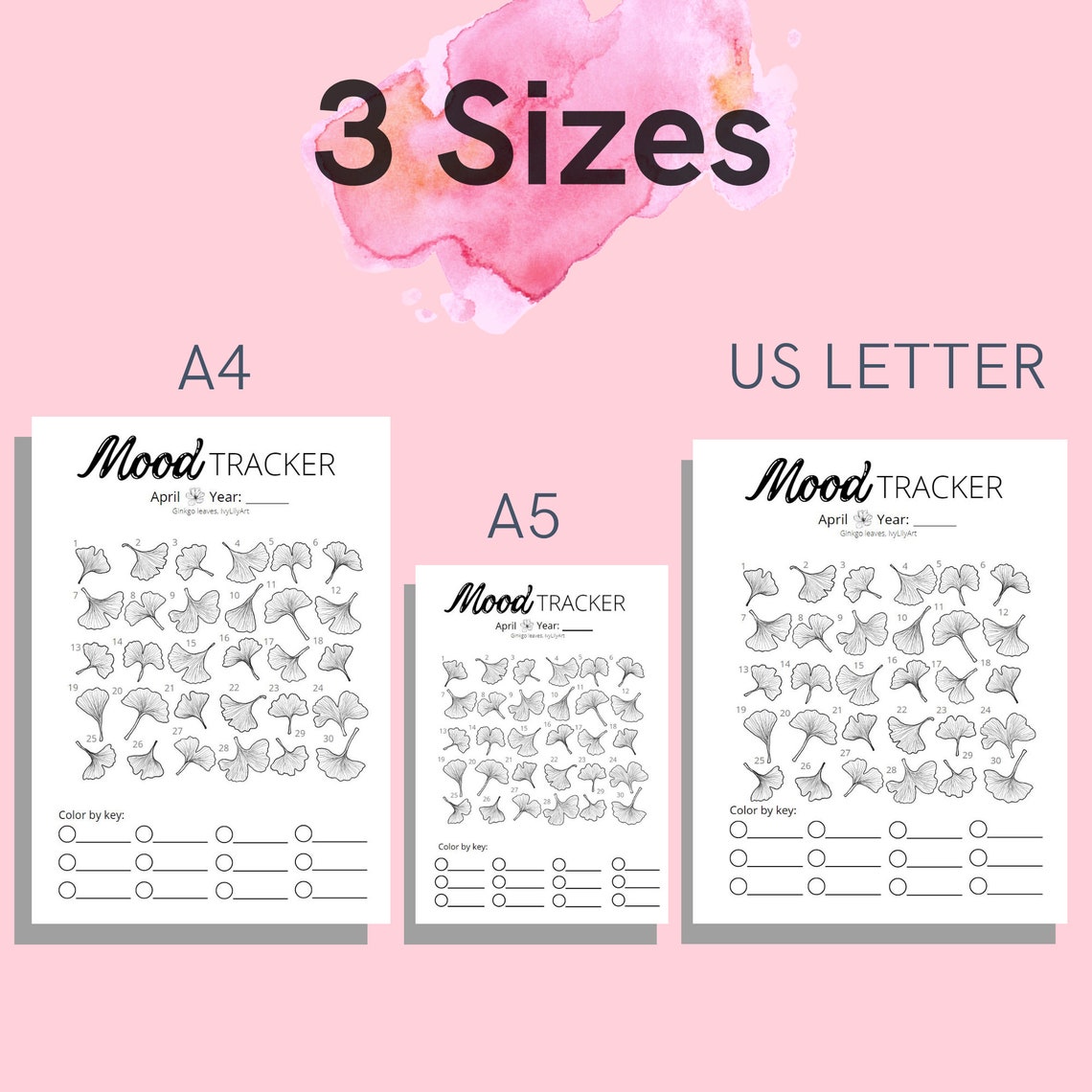 Monthly Mood Tracker Printable A4, A5 & Letter Size PDF 12 Designs ...